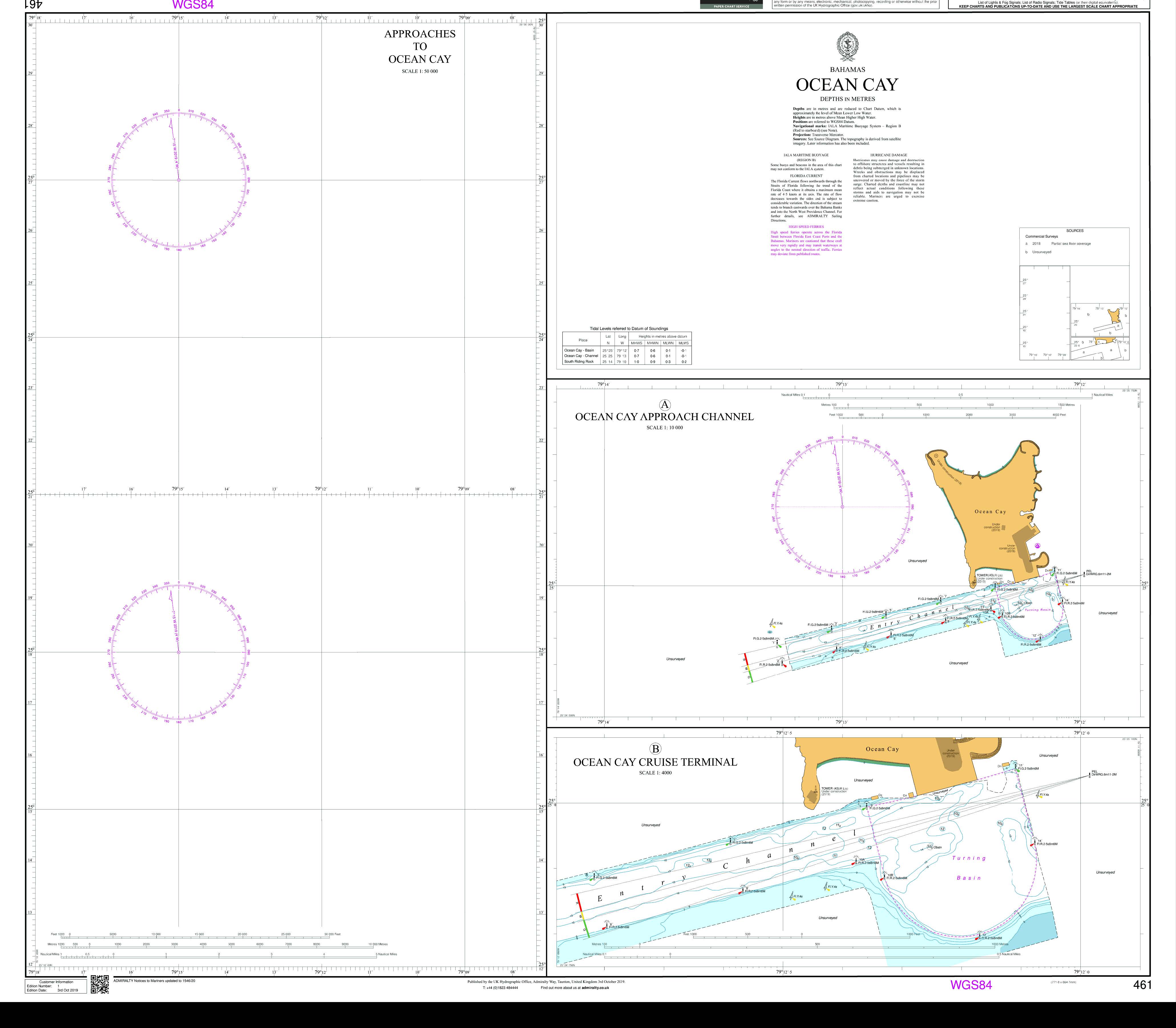 Nautical Chart 461 Bahamas, Ocean Cay.