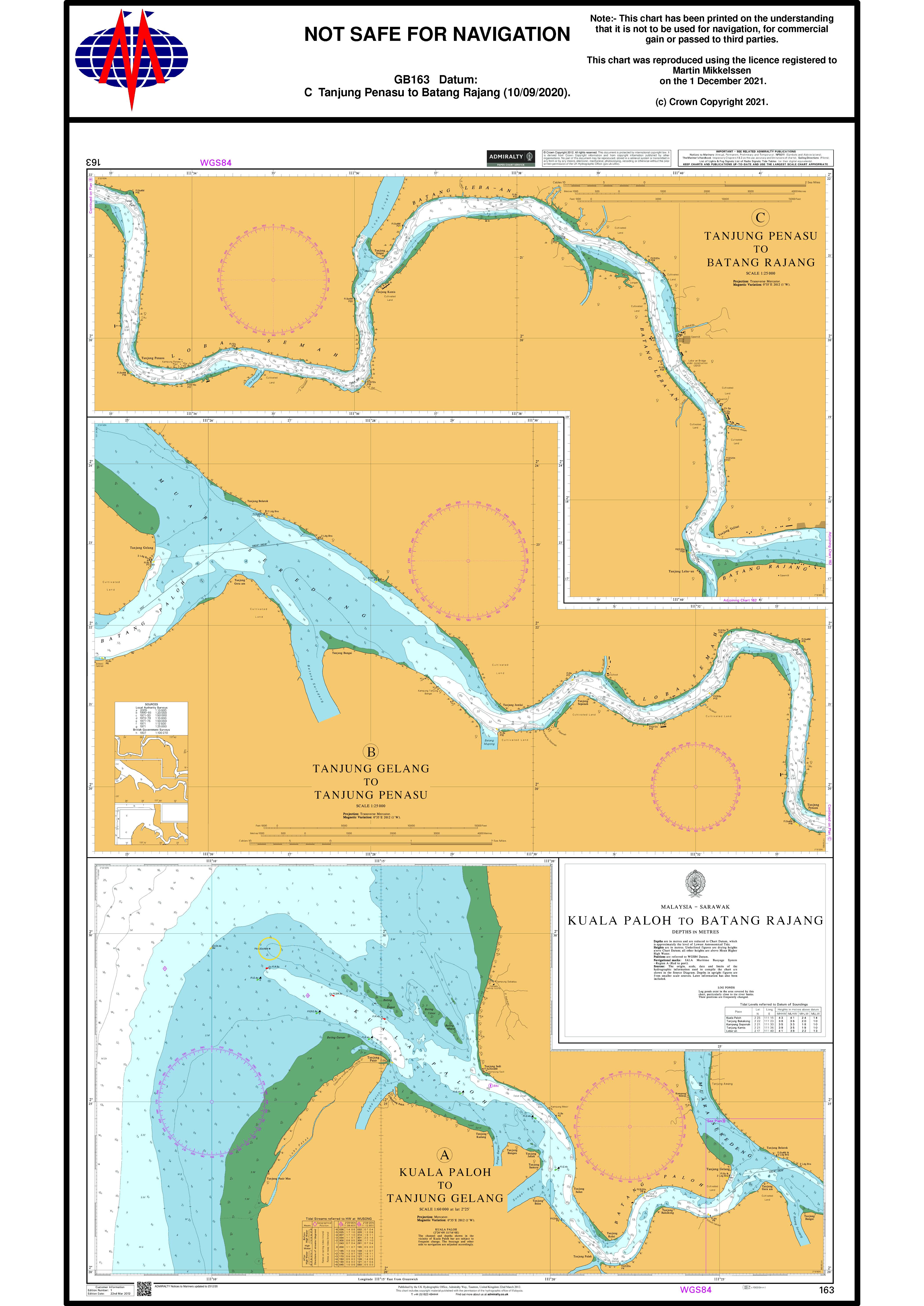 Nautical Chart 163 Kuala Paloh/Batang Rajang