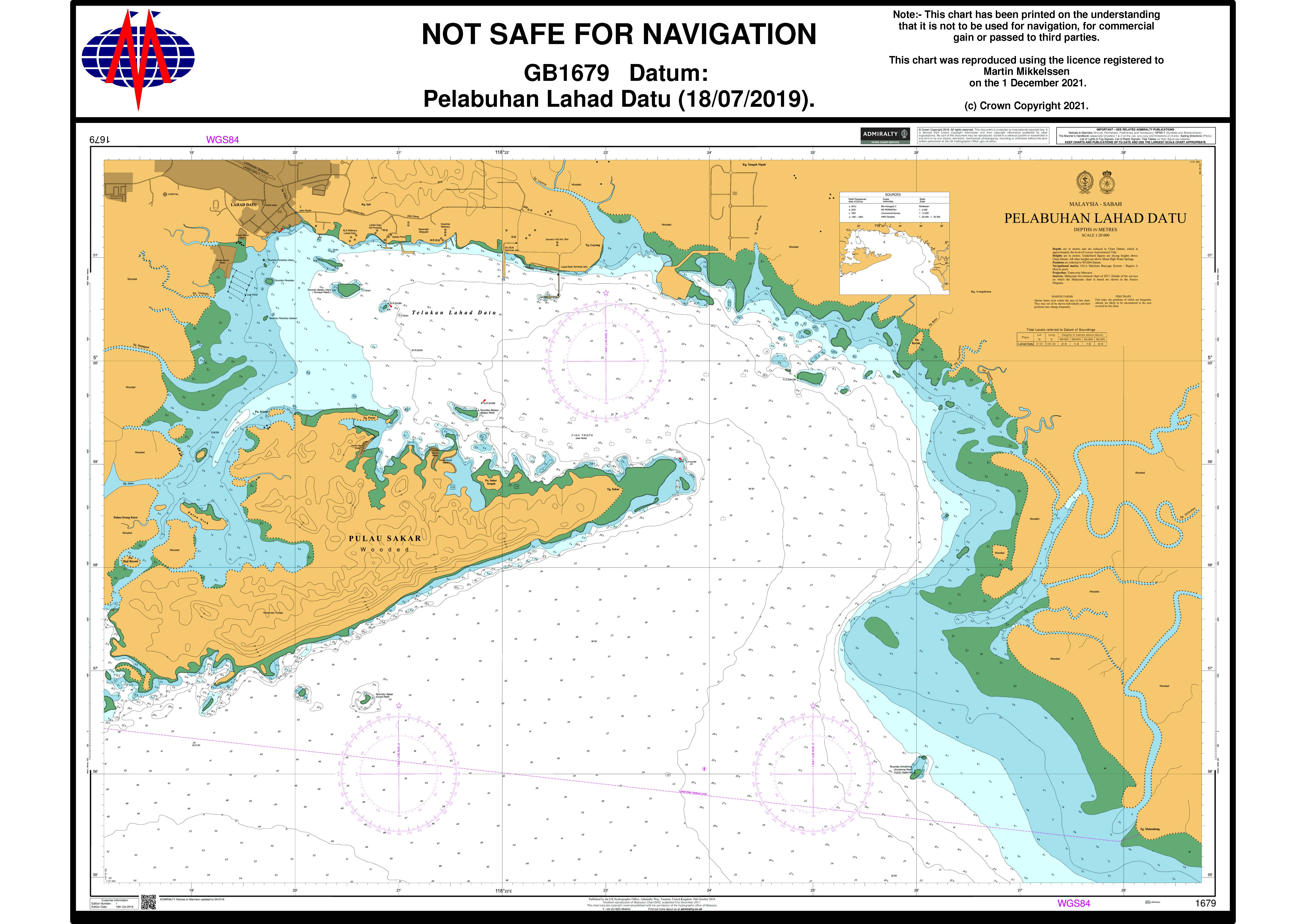 Nautical Chart 1679 Pelabuhan Lahad Datu