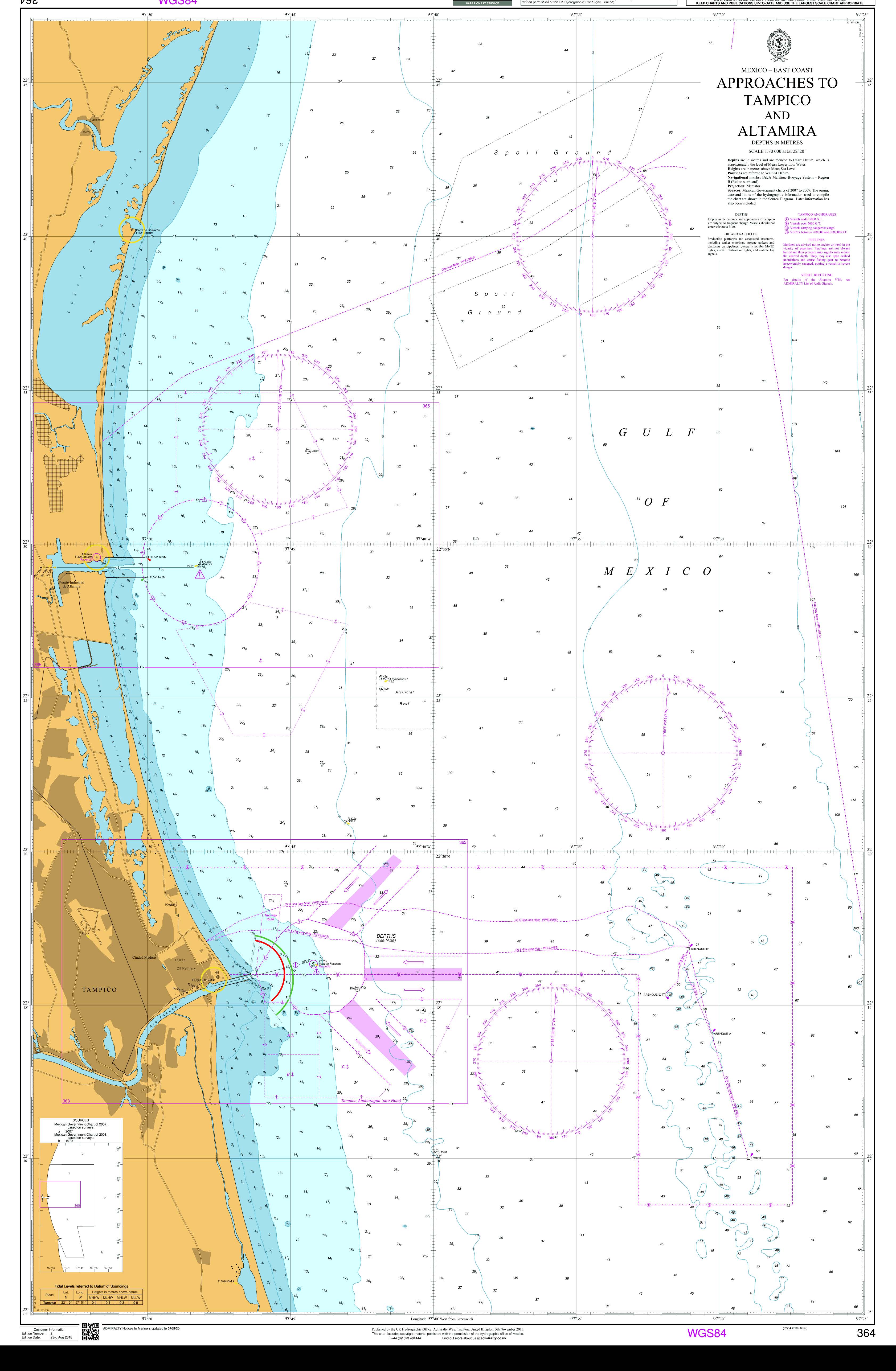 Nautical Chart 364 App. to Tampico and Altamira